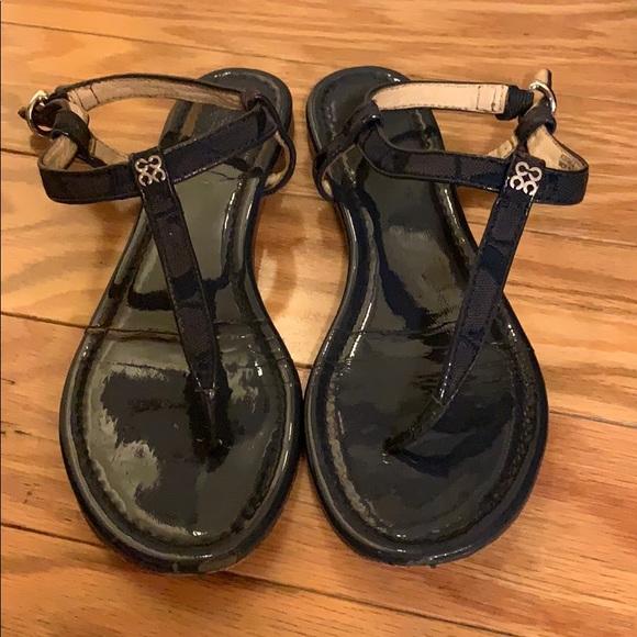 Coach | Shoes | Navy Blue Coach Leather Sandals | Poshmark